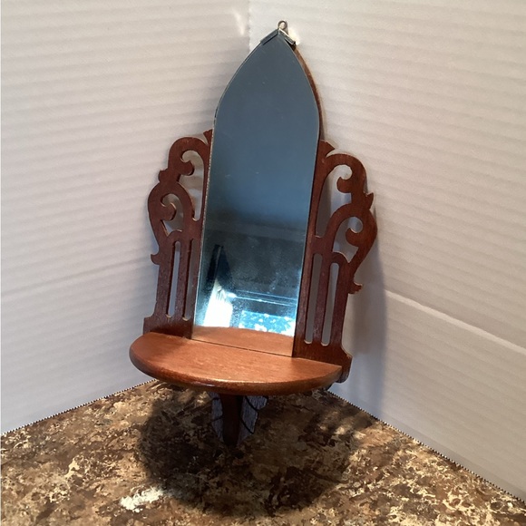 Unk | Accents | Wood Cathedral Style Mirror Shelf Vintage | Poshmark